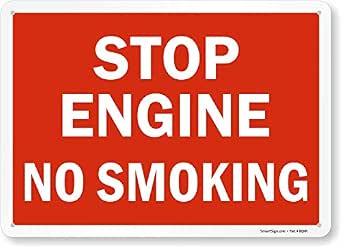 SmartSign Señal de 10 x 14 "Stop Engine - No Smoking" con agujeros ...