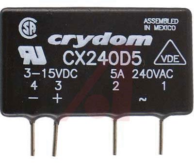 CRYDOM DRA1-CX240D5 SSR, DIN RAIL MOUNT, 280VAC, 15VDC, 5A: Electronic ...