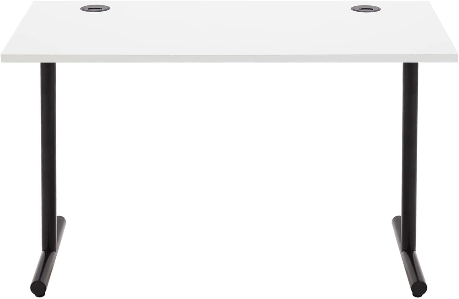 Amazon Basics Simple Office Computer Desk, White Desktop and Black ...