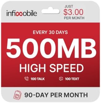 Amazon.com: $3/Month | Infimobile Prepaid Plan: 3 Months | 500MB High ...