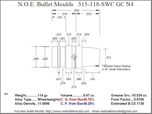 Amazon.com : Bullet Mold 2 Cavity Aluminum .315 Caliber Gas Check 118gr ...