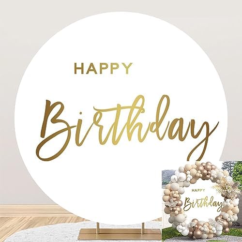 Amazon.com : TTQYFNM 6.5x6.5ft Happy Birthday Round Backdrop Cover ...