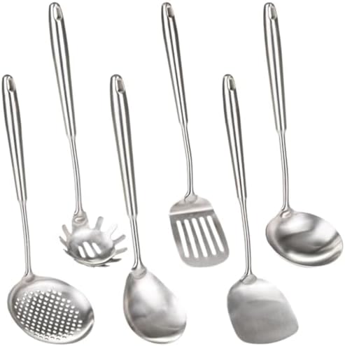 Amazon.com: Stainless Steel Kitchen Cooking Utensils set with Wooden ...