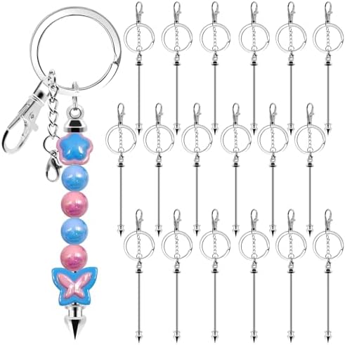 Amazon.com: CXIIPOL 18 Pack Beadable Keychains Bars DIY Blank Beadable ...
