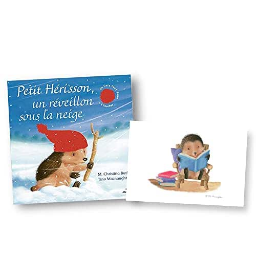 Board Book and Print Gift Set - "Petit Hérisson Un réveillon sous la ...