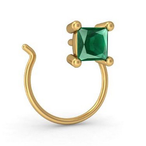 Buy BlueStone 14K Yellow Gold and Emerald Nose Pin at Amazon.in