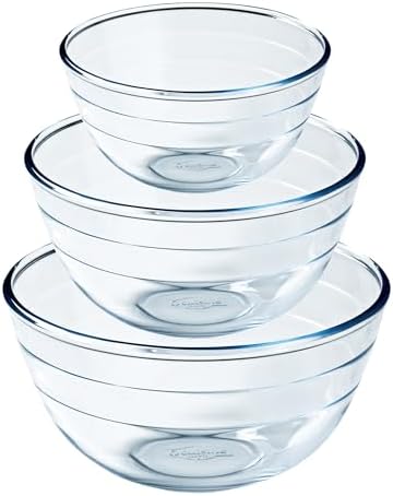 Glass Mixing Bowls - Set of 3 | Thick Glass Cooking & Baking Bowls ...