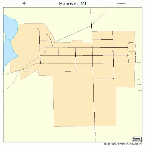 Large Street & Road Map of Hanover, Michigan MI - Printed poster size ...