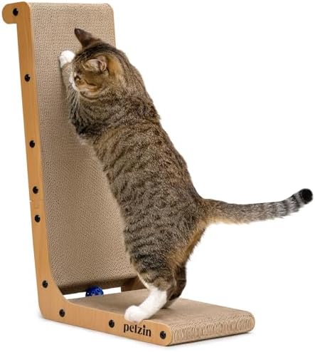 Pelzin Wide Angle L Shaped Cat Scratching Board - Vertical Cardboard ...