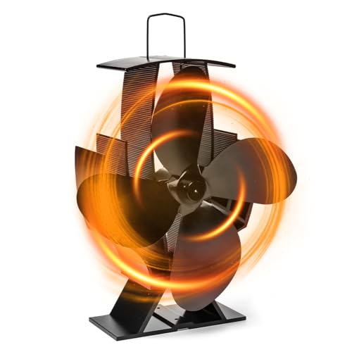 GFTIME 4 Blades Log Burner Fan Heat Powered Fireplace Fan Silent ...