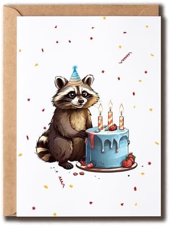 Amazon.com : GoGiDesigns Cute Raccoon Birthday Card - Raccoon And Bday ...