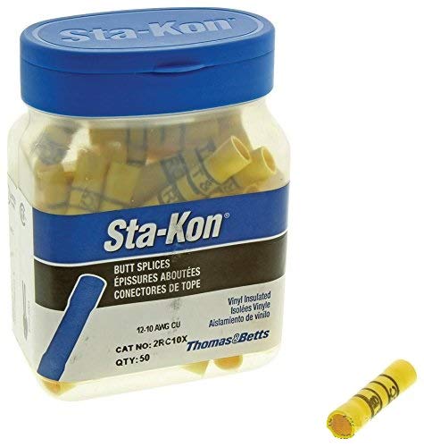 2RC10X - Butt Splice, Yellow, Sta-Kon RC Series, 12 AWG, 10 AWG, Vinyl ...