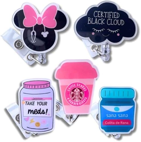 Amazon.com : 5 PC Nurse Badge Reel Holder Retractable ID Clips for ...