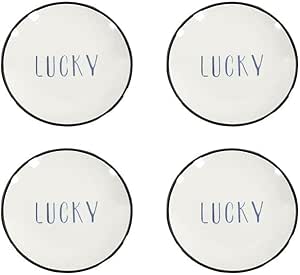 Amazon.com | MBBITL 4-Pack LUCKY Words Melamine Plate Set Dinnerware ...
