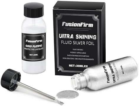 FusionFirm Liquid silver leaf paint set, alcohol-based metallic silver ...