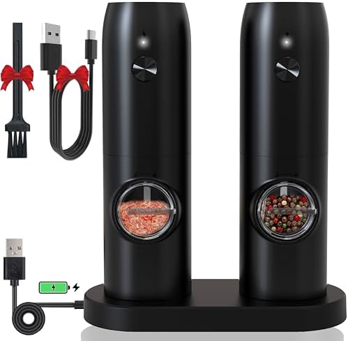Amazon.com: Electric Salt and Pepper Grinder Set, Automatic Pepper Mill ...