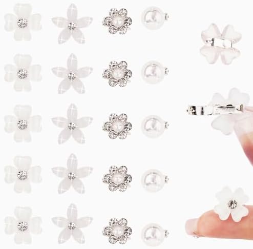 Amazon.com : Ahoney 20Pcs Mini Clips for Hair White Flower Hair Clips ...