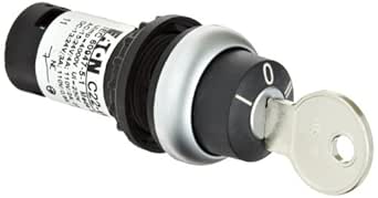 Eaton C22-WS3-MS1-K02 Key Operated Selector Switch, 3 Positions, Momentary Operation, Silver ...