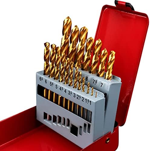 LWCUSNJ M42 8% Cobalt Drill Bit Set,19pcs Industrial Titanium Coated ...
