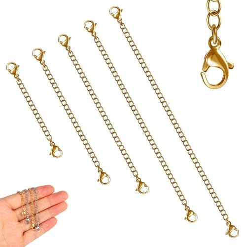 5 Pcs Necklace Extenders, 2/3/4/5/6 inch Gold Necklace Extenders ...