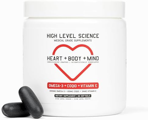 Amazon.com: High Level Science Omega 3, CoQ10, Vitamin E for Heart ...