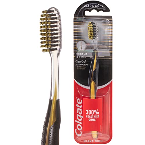 Colgate Slim Soft Advanced Charcoal Manual Toothbrush, 1 Pack, Ultra ...