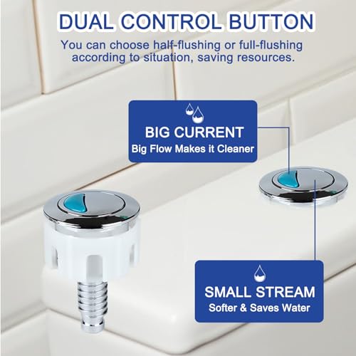 Toilet Flush Buttons Replacement, Round Head Dual Push Button Toilet ...
