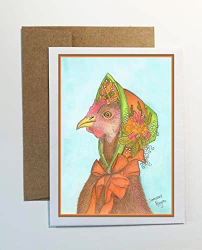 Amazon.com: Happy Hen wearing her Sunday Best Hat, Pack of 5 note cards ...