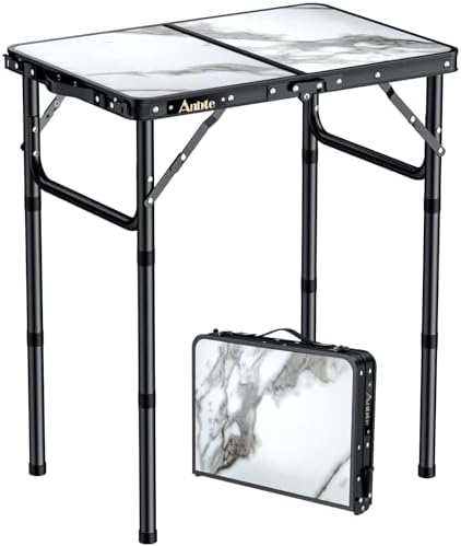Amazon.com: Anbte Folding Camping Table, Aluminum Small Folding Table 3 ...