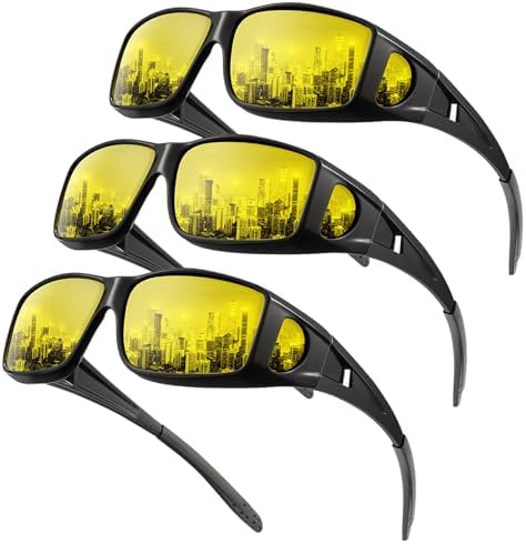 Anti-Glare Night-Driving Glasses Fit-Over-Glasses: Night Vision Glasses ...