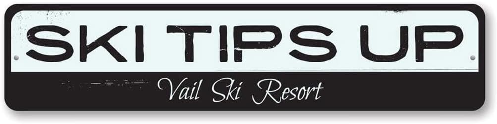 Amazon.com: Ski Tips Up Sign, Ski Resort Ski Lover Sign, Custom Skiing ...