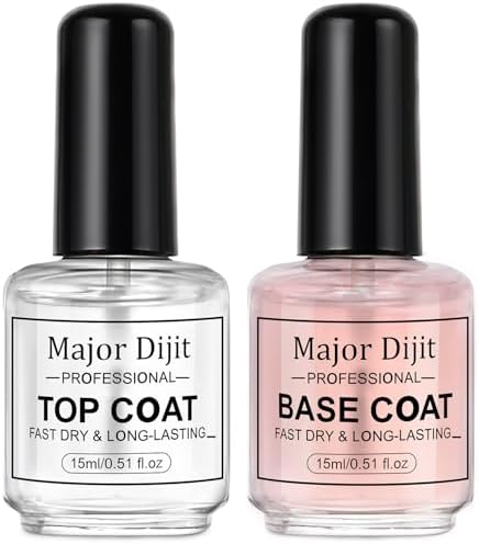 Amazon.com : Major Dijit Quick Dry Nail Polish Set: Base Coat, Top Coat, 15ml/0.5oz, High-Gloss ...