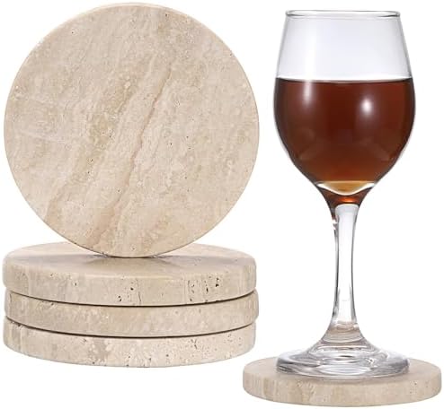 Amazon.com: JUXYES Set of 4 Unique Travertine Coasters with Soft Mat ...