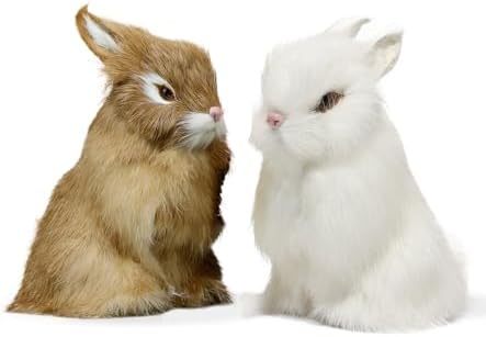 Amazon.com: GMOZAN Realistic Furry Easter Bunny Decorations- Set of 2 ...