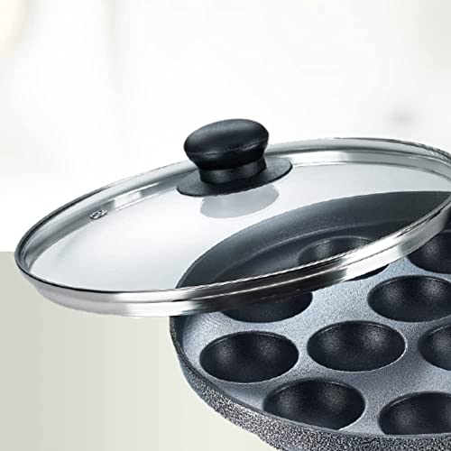 Non Stick Aluminium Appam Maker Pan with Glass Lid – BigaMart