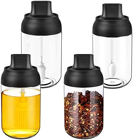 Amazon.com | Supkiir 4Pcs Spice Containers Glass, 8 oz Kitchen Spice ...