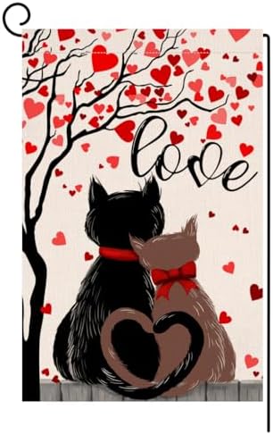 Amazon.com : BLKWHT Valentines Cats Garden Flag 12x18 Vertical Double ...
