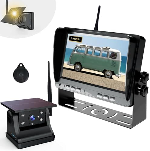 Solar Powered Wireless Rear View Camera, 9900mAh Battery, Magnetic ...