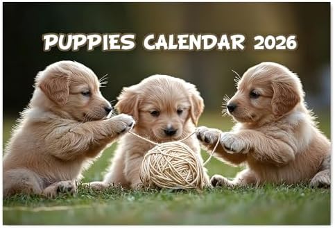 A4 Cute Puppies Calendar 2026 12 Month to View Wall Calendar 2026 ...