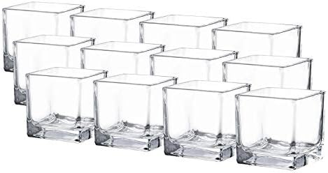 Amazon.com: 4 Pieces Cube Glass Vase Square Glass Cube Vase 6 x 6 x 6 ...