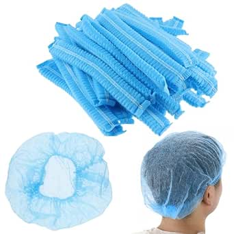 PINGEUI 300 PCS Blue Mob Caps, Non Woven Hair Nets Hygiene Hair Nets ...