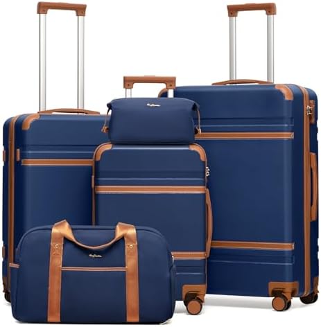 Amazon.com | LONG VACATION Luggage Sets 5 Piece, Suitcases With Wheels ...