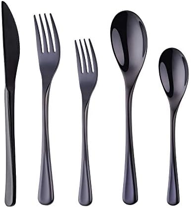 Amazon.com | 8 Sets of Black Silverware 40Pcs Retro Flatware Stainless ...