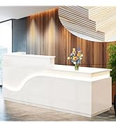 Amazon.com: Solid Wood Front Desk, Black Reception Desk with Counter ...