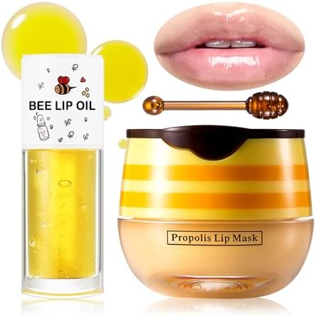 Amazon.com : 3 PCS Bee Lip Balm Lip Mask Honey Pot, Watermelon & Cherry ...