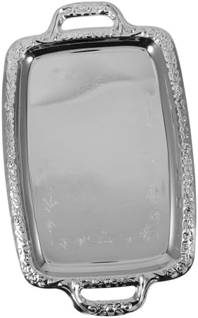 Amazon.com: Zerodeko Silver Serving Tray: Rectangular Vintage Metal ...