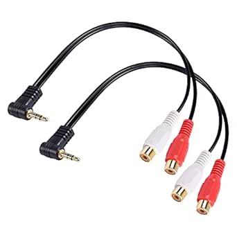 XMSJSIY 3.5mm 1/8 AUX Stereo to 2 RCA Adapter Audio Cable Converter 90 Degree Right-Angled 3.5mm ...