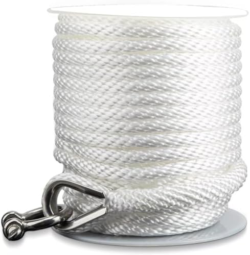 Amazon.com: Boat Anchor Rope 3/8 inch 50ft Premium Solid Braid Nylon ...