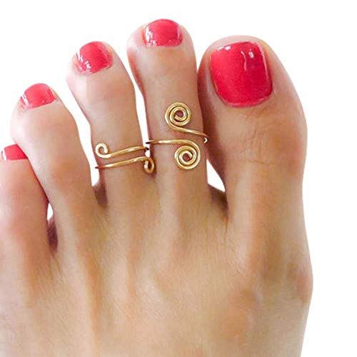 Amazon.com: 14k Gold Filled Toe Rings for Women – Set of 2 Adjustable ...