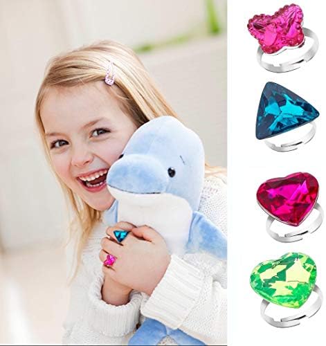 Amazon.com: Richness Adjustable Little Girl Jewel Rings Kids Gift Play ...